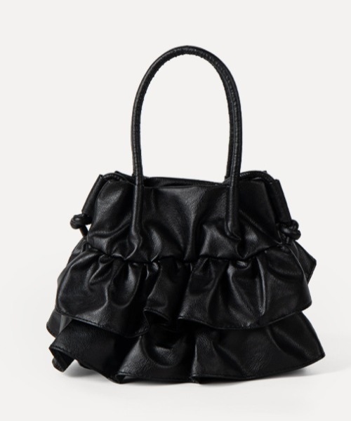 トートバッグ バッグ 「recomend selection/セレクト」synthetic leather gather frill bag 合皮レザ : 84869108 ...
