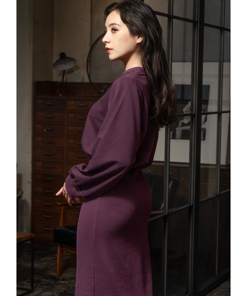 Yahoo!オークション - 「Adoon plain」 長袖ワンピース LARGE ダークパ...