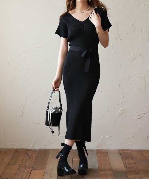 SAISON DE PAPILLON 「SAISON PAPILLON」 ニットワンピース M ブラック レディース : ZOZOTOWN Yahoo!店 - 通販 - Yahoo!ショッピング