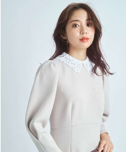 Yahoo!オークション - 「JUSGLITTY」 7分袖ワンピース 2 ベージュ レデ...