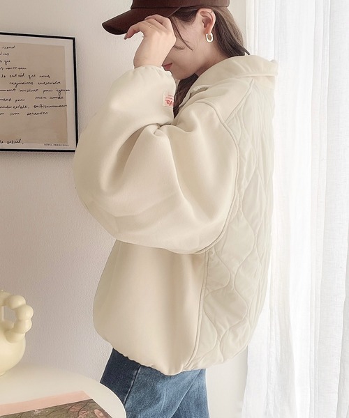 Java トレーナー スウェット 「Java ジャバコラボ」異素材MIX。裏起毛 キルティングバック切替 ハーフジップオーバーサイズプルオーバー レディース : ZOZOTOWN Yahoo ...