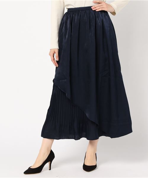 GeeRA スカート 部分プリーツ使いサテンレイヤードスカート : ZOZOTOWN Yahoo!店 - 通販 - Yahoo!ショッピング