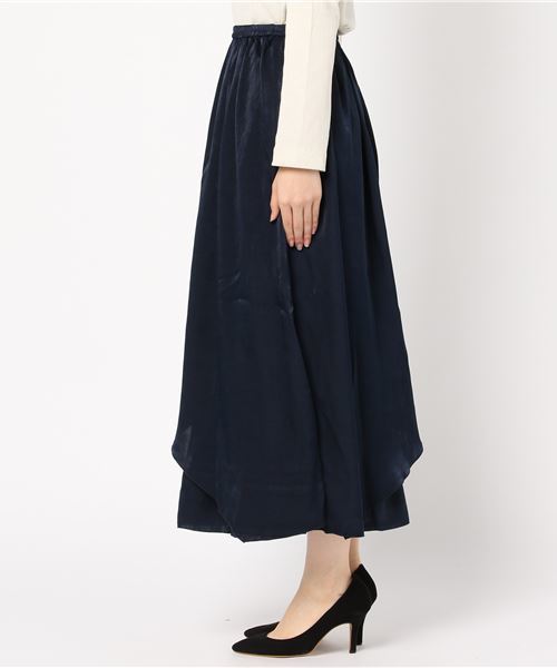 GeeRA（ジーラ） スカート 部分プリーツ使いサテンレイヤードスカート : ZOZOTOWN Yahoo!店 - 通販 - Yahoo!ショッピング