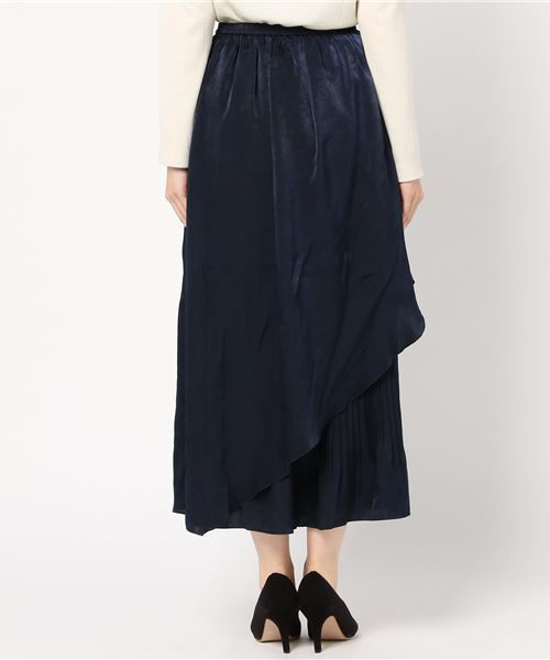 GeeRA（ジーラ） スカート 部分プリーツ使いサテンレイヤードスカート : ZOZOTOWN Yahoo!店 - 通販 - Yahoo!ショッピング