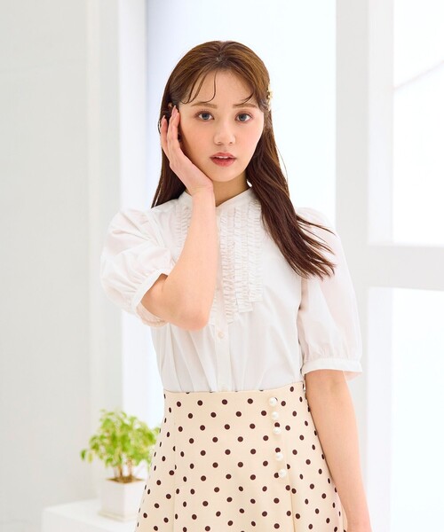 Feroux ブラウス シャツ 「洗える」フリルディテール パフスリーブ レディース : ZOZOTOWN Yahoo!店 - 通販 - Yahoo!ショッピング