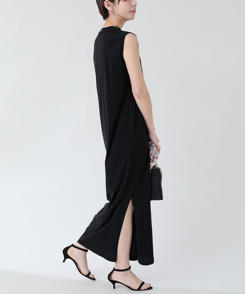 Yahoo!オークション - 「ATON」 ノースリーブワンピース SMALL ブラッ...