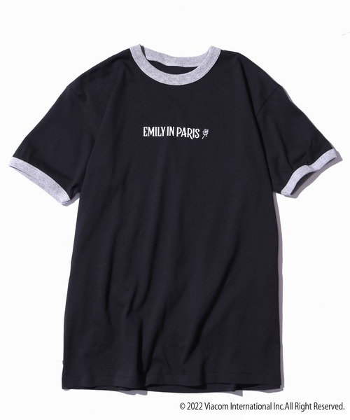 ROOP TOKYO tシャツ ROOPTOKYO限定:EMILY IN PARIS フロントロゴ ワンポイント半袖リンガーTシャツ ...