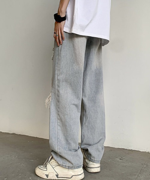 Yahoo!オークション - 「MGV」 ダメージ加工デニムパンツ LARGE ブルー...