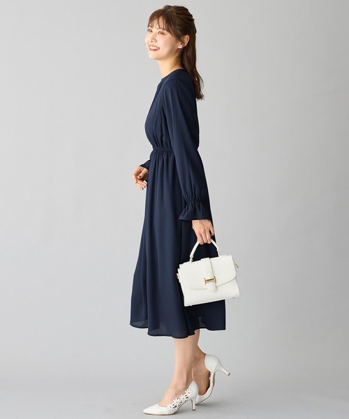 Yahoo!オークション - 「alotta」 長袖ワンピース M ネイビー レディー...