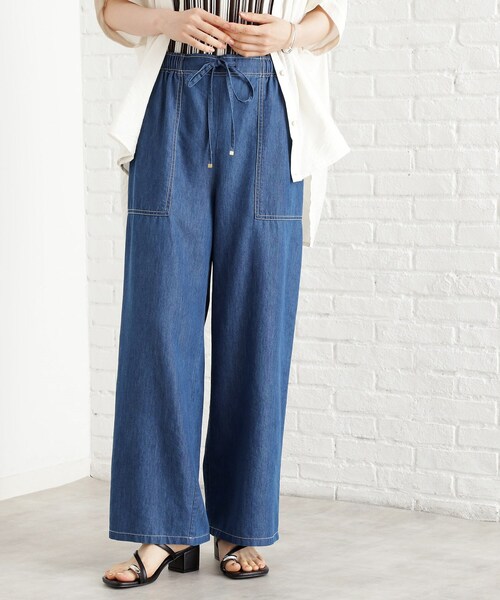 THE SHOP TK パンツ デニムイージーワイドパンツ「洗える」 レディース : ZOZOTOWN Yahoo!店 - 通販 - Yahoo!ショッピング
