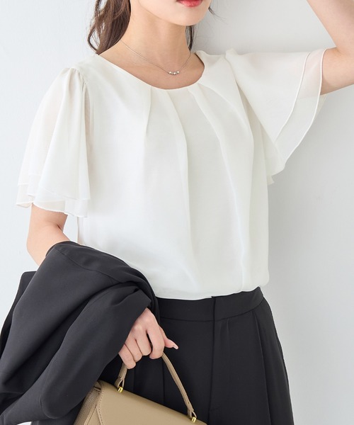 alotta ブラウス シャツ インナー付きフリル袖シフォンタックブラウ レディース : ZOZOTOWN Yahoo!店 - 通販 - Yahoo!ショッピング