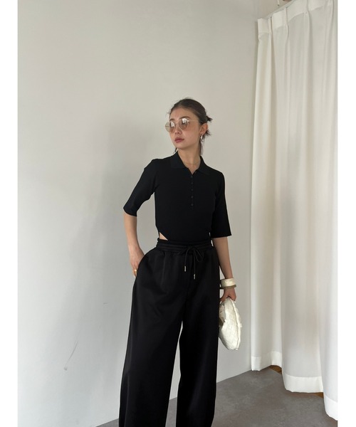 Yahoo!オークション - 「HANNE」 半袖ニット FREE ブラック レディース