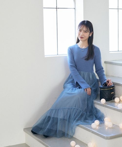 mysty woman 「mysty woman」 長袖ワンピース FREE ブルー系その他 レディース : ZOZOTOWN Yahoo!店 ...