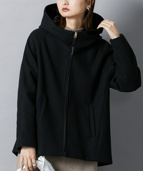 ニッセン（nissen） コート アウター フェイクウールフーデッド