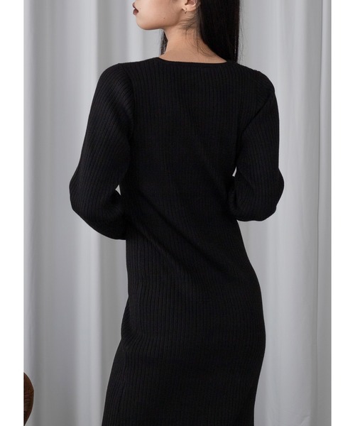 Yahoo!オークション - 「Adoon plain」 ニットワンピース FREE ブラッ...