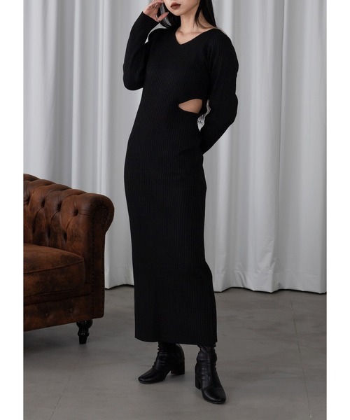 Yahoo!オークション - 「Adoon plain」 ニットワンピース FREE ブラッ...