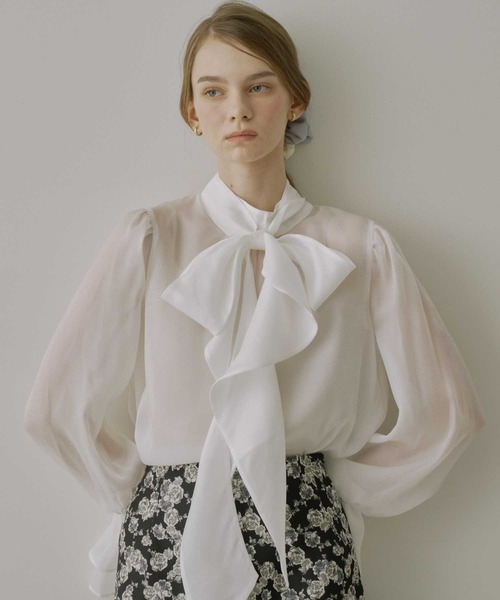 VIOLETTA ブラウス シャツ 「HEIREN」ラッフルリボンタイシアーブラウス レディース : ZOZOTOWN Yahoo!店 ...