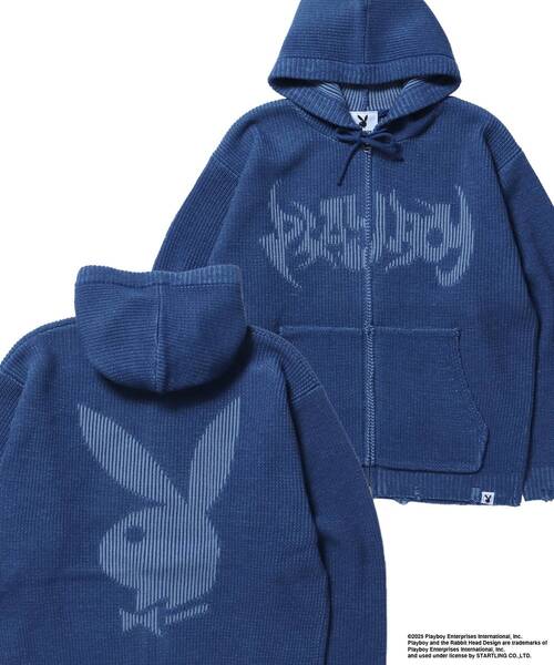 PLAYBOY（プレイボーイ） パーカー 「SEQUENZ（シークエンズ）」PB RHD KNIT ZIP PK / プレイボーイ ジャケット ニット フルジップ センターロゴ メン ...
