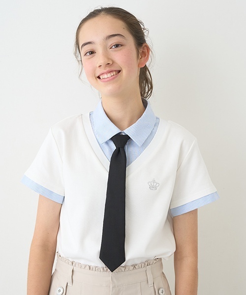 pom ponette junior tシャツ Tシャツ ネクタイつきレイヤードトップス キッズ : ZOZOTOWN Yahoo!店 - 通販 - Yahoo!ショッピング