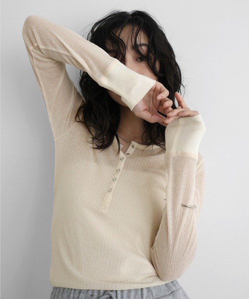 hellam tシャツ ヘンリーネックシアートップス レディース : ZOZOTOWN Yahoo!店 - 通販 - Yahoo!ショッピング