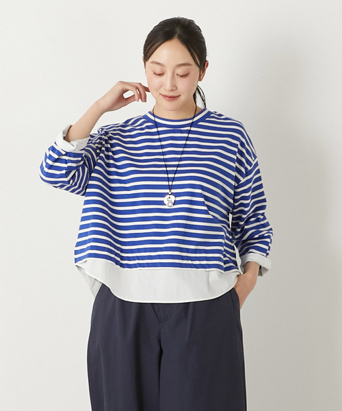 MELROSE claire tシャツ 「ボーダー天竺レイヤード風プルオーバー」 レディース : ZOZOTOWN Yahoo!店 - 通販 - Yahoo!ショッピング