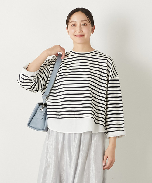 MELROSE claire tシャツ 「ボーダー天竺レイヤード風プルオーバー」 レディース : ZOZOTOWN Yahoo!店 - 通販 - Yahoo!ショッピング