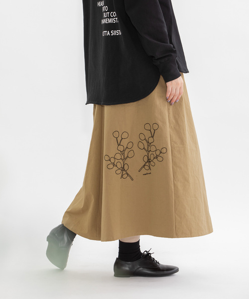 ノップドゥノッド（nop de nod）/コットンツイルユーカリ綿刺繍スカート nop de nod（ノップドゥノッド） スカート コットンツイルユーカリ綿
