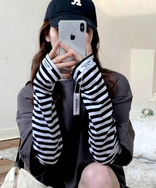 VIBGYOR Women アームカバー 「urge select」ボーダーデザイン アームウォーマー「UV対策/冷房対策」 レディース ...