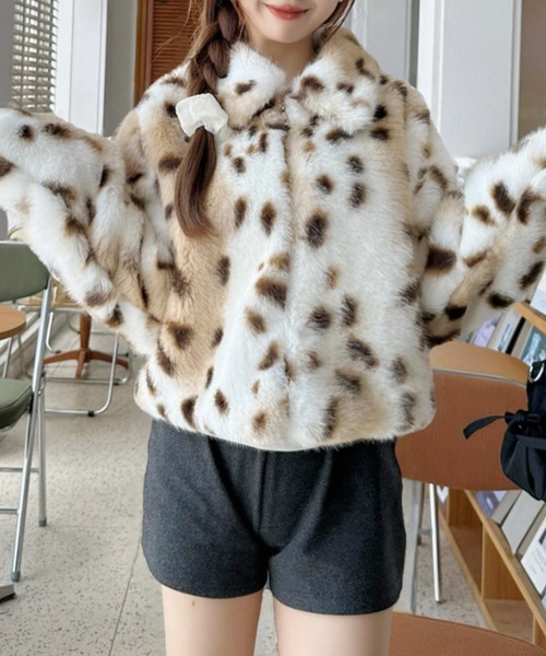 Ada. ブルゾン アウター アニマル柄 ショート丈 ファージャケット