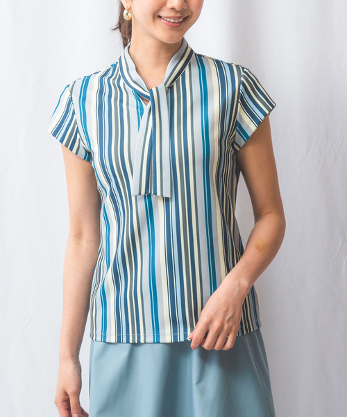 ナラカミーチェ（NARACAMICIE）/【NARACAMICIE】マルチストライプボウタイカットソー NARACAMICIE（ナラカミーチェ） tシャツ 「NARACAMICIE」マルチ