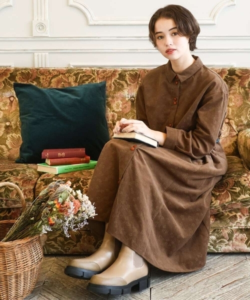 Jocomomola（ホコモモラ） ワンピース コーデュロイオパールプリント