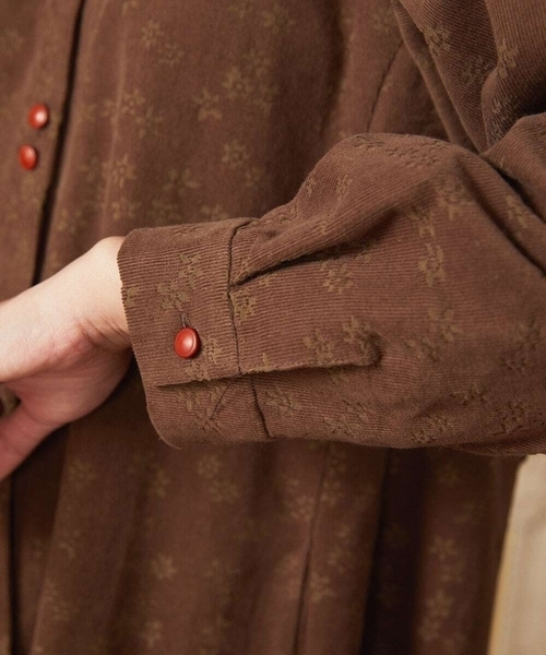 ホコモモラ（JOCOMOMOLA）/コーデュロイオパールプリントシャツワンピース Jocomomola（ホコモモラ） ワンピース コーデュロイオパールプリント