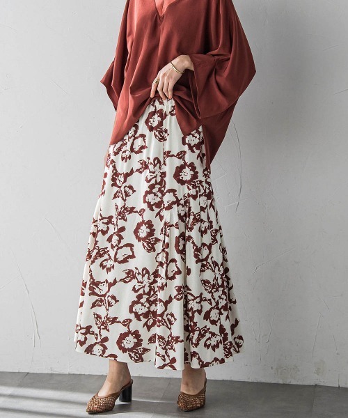 MAYSON GREY スカート フラワープリントリラックスサイドギャザーフレアスカート : ZOZOTOWN Yahoo!店 - 通販 - Yahoo!ショッピング