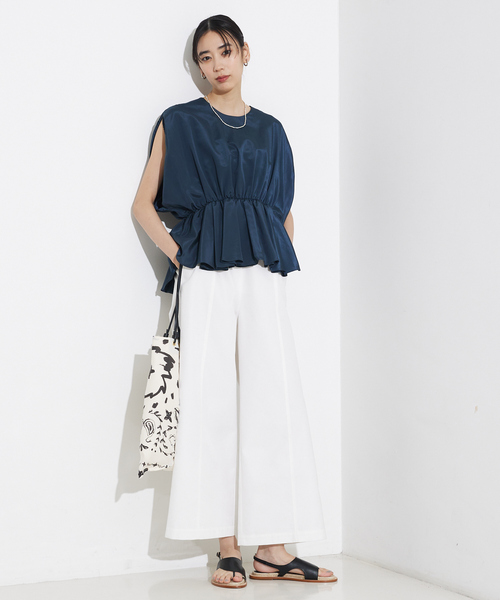 qualite（カリテ） パンツ 撥水ツイルワイドパンツ/夏服 レディース