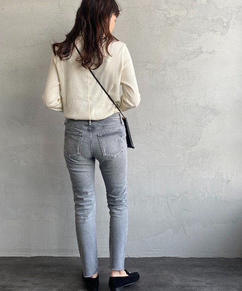 Yahoo!オークション - 「upperhights」 加工デニムパンツ 24 グレー レ...