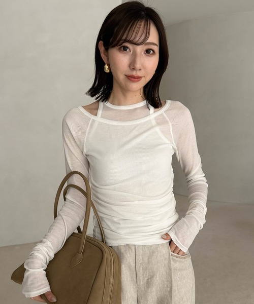 Yahoo!オークション - 「anuans」 長袖カットソー FREE グレー レディ...