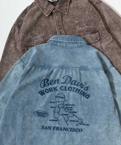 BEN DAVIS（ベンデイビス） シャツ BLEACHED TWILL EMB SHIRT/オーバー