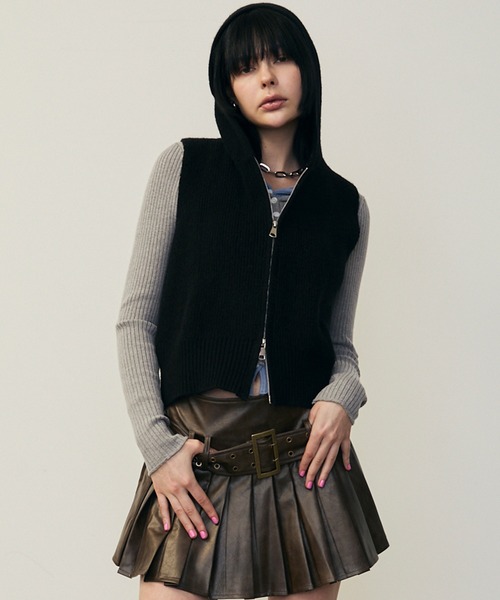 ニット 「24AW COLLECTION」Hood Drivers Knit Vest / フードドライバーズニットベスト「uyu/ウユ ...