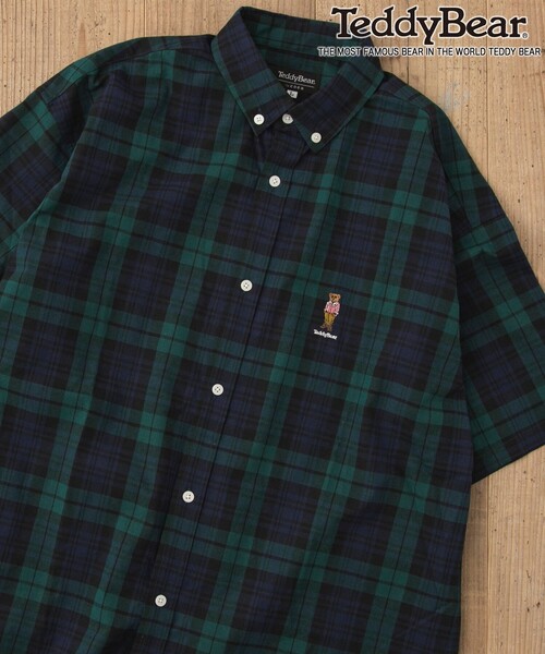 coen シャツ Teddy Bear(テディベア）別注ハーフスリーブボタンダウンシャツ（ダークグリーン）「EC限定サイズ」 メンズ : ZOZOTOWN Yahoo!店 - 通販 ...