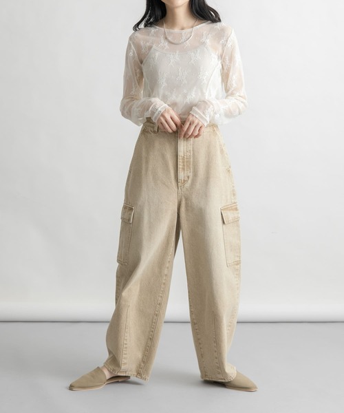 KBF 「KBF」 加工デニムパンツ 36 ベージュ レディース : ZOZOTOWN Yahoo!店 - 通販 - Yahoo!ショッピング