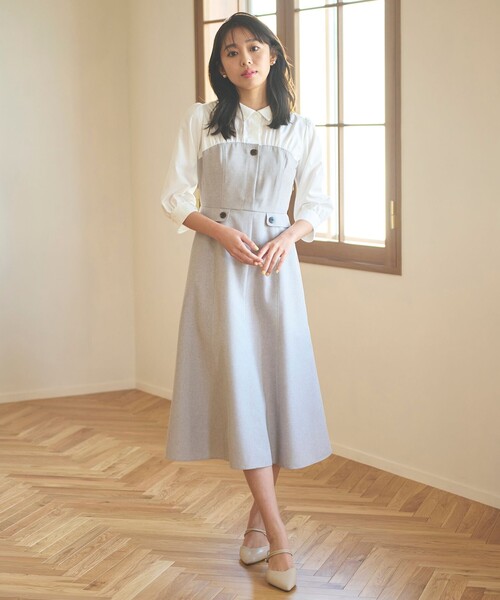 Yahoo!オークション - 「Feroux」 7分袖ワンピース 2 ブルー レディー...