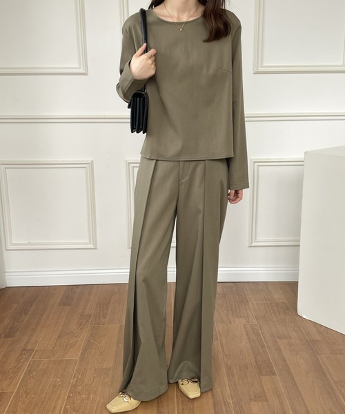 Yahoo!オークション - 「ECLIN」 セットアップ S カーキ レディース