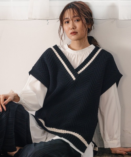 GLOBAL WORK 「GLOBAL WORK」 ニットベスト FREE ブラック レディース : ZOZOTOWN Yahoo!店 ...