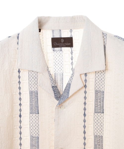 MEN'S BIGI（メンズビギ） シャツ 総柄刺繍オープンカラー半袖シャツ