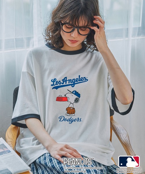 PEANUTS tシャツ 「PEANUT×MLB」ピーナッツ×メジャーリーグベースボール 別注 グラフィック ロゴ刺繍オーバーサイズ半袖Tシャツ レディース メンズ : ZOZOTOWN ...