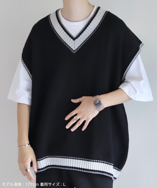 Yahoo!オークション - 「JUNRED」 ノースリーブニット S ブラック メン...