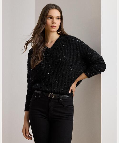 (取寄) ローレン ラルフローレン レディース メタリック リブ-ニット ドルマン-スリーブ セーター Lauren Ralph Lauren women llic Rib-Knit Dolman-Sleeve Sweater Relic Gold llic LAUREN RALPH LAUREN（ローレン ラルフローレン） ニット セーター