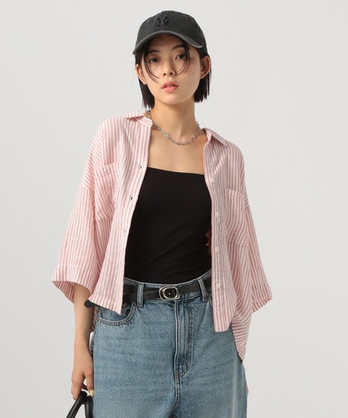 BAYFLOW（ベイフロー） ブラウス シャツ リネンクロップド半袖シャツ レディース : ZOZOTOWN Yahoo!店 - 通販 - Yahoo!ショッピング