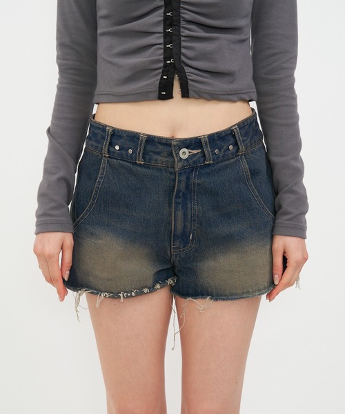 Yahoo!オークション - 「SPIRALGIRL」 デニムショートパンツ SMALL ブ...