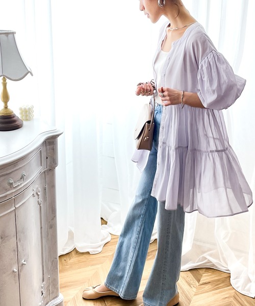 classicalelf ブラウス シャツ ふわり、風をまとう。3wayバルーンスリーブティアードシアーシャツ レディース : ZOZOTOWN Yahoo!店 - 通販 - Yahoo!ショッピング